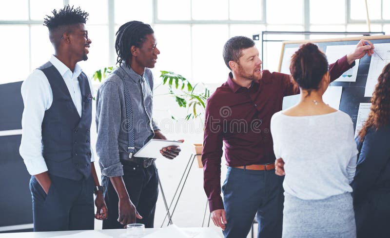 Mapping Out the Way Forward. a Group of Businesspeople Brainstorming in ...
