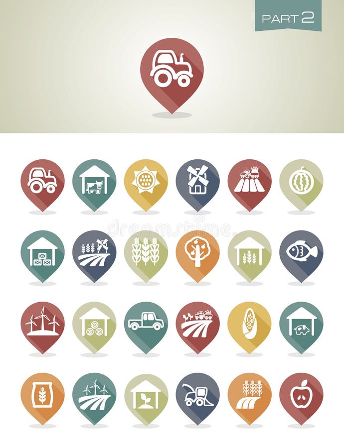 Mapping Pins Icons Farm Part 2 Stock Vector - Illustration of farm ...