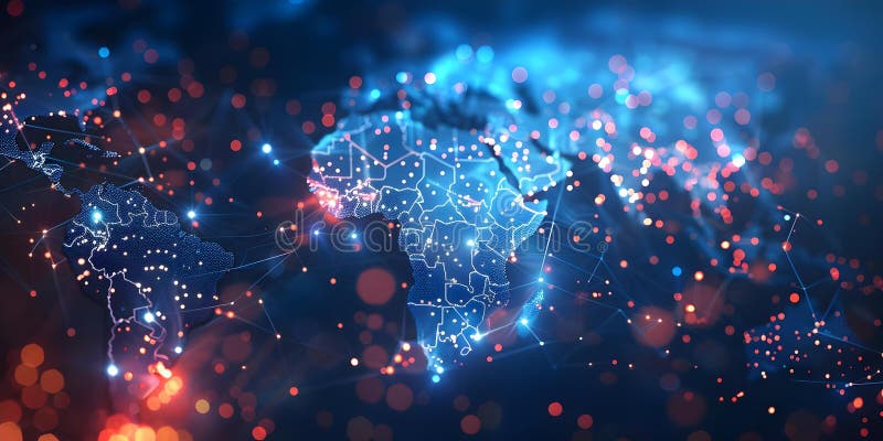 Mapping Technology Connectivity, Data Transfer, and Business in Africa. Concept Technology Stock ...