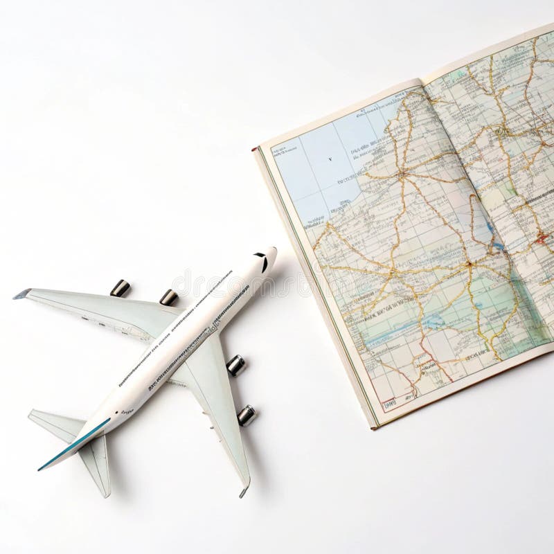 Maps and Airplane Isolated on Transparent Background Stock Illustration ...