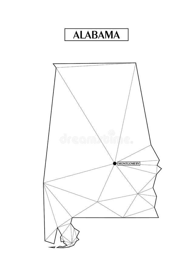 Polygonal Abstract Map State of Alabama with Connected Triangular ...