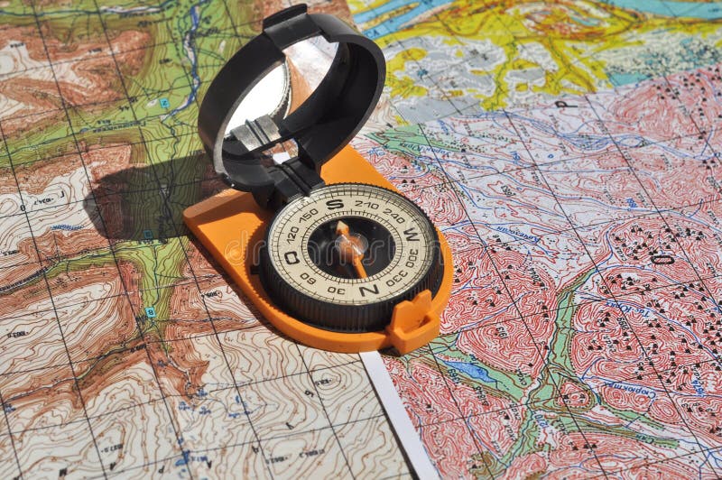 Maps and compass. stock image. Image of longitude, extreme - 42291675