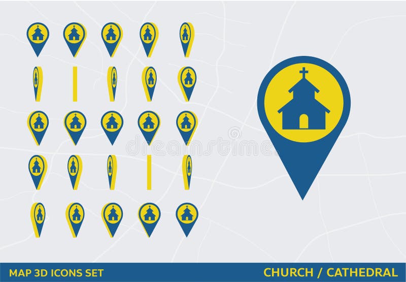 Maps 3D Icon Set Rotation Church Sign Vector Illustration Stock Vector ...