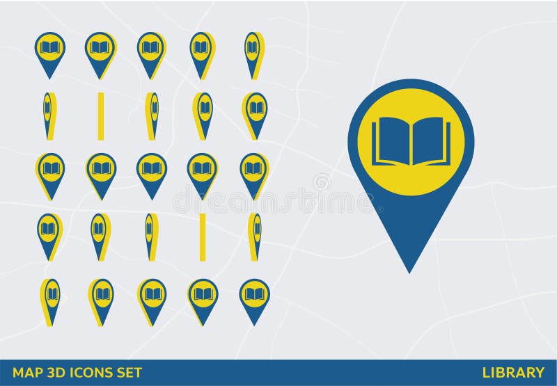 Maps 3D Icon Set Rotation Library Sign Vector Illustration Stock Vector ...