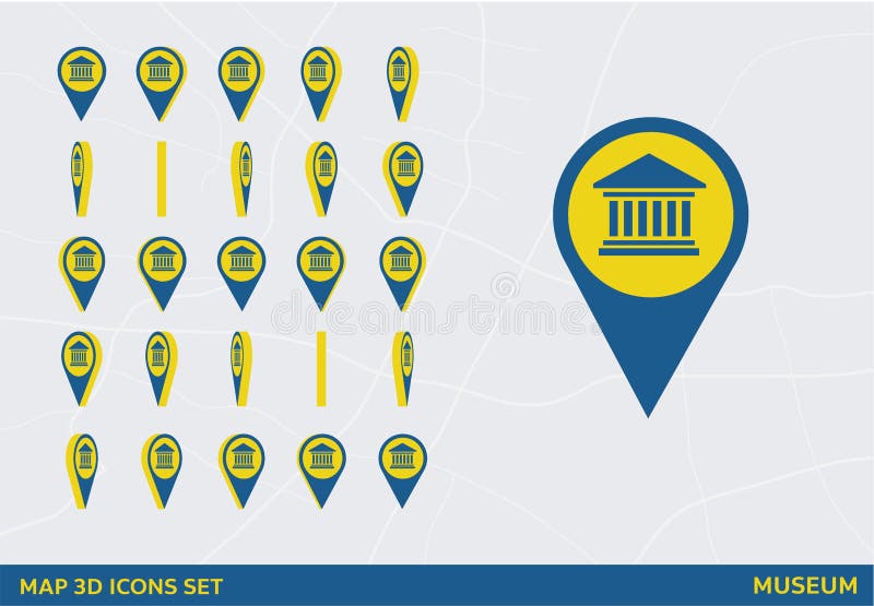 Maps 3D Icon Set Rotation Museum Vector Illustration Stock Vector ...
