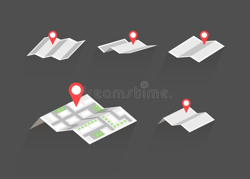 Maps with Destination Symbols Vector Set Stock Vector - Illustration of ...