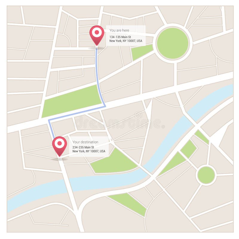 City Map Destination Route stock vector. Illustration of pointing ...