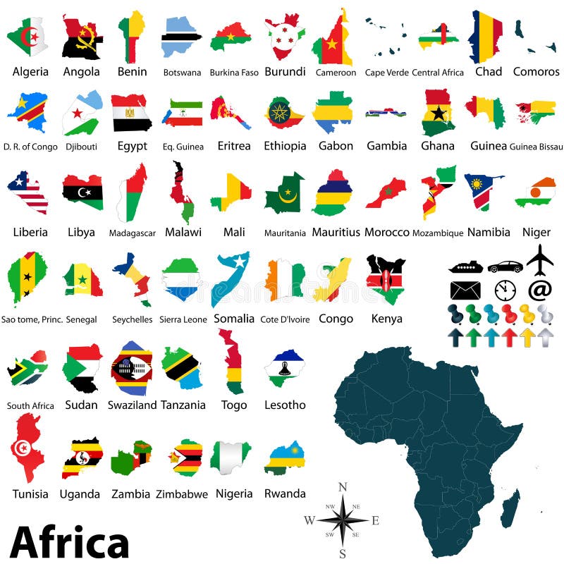 East africa map with flags stock vector. Illustration of mapping - 77951057