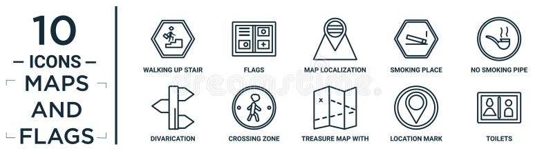 Linear Map Localization Icon from Maps and Flags Outline Collection ...