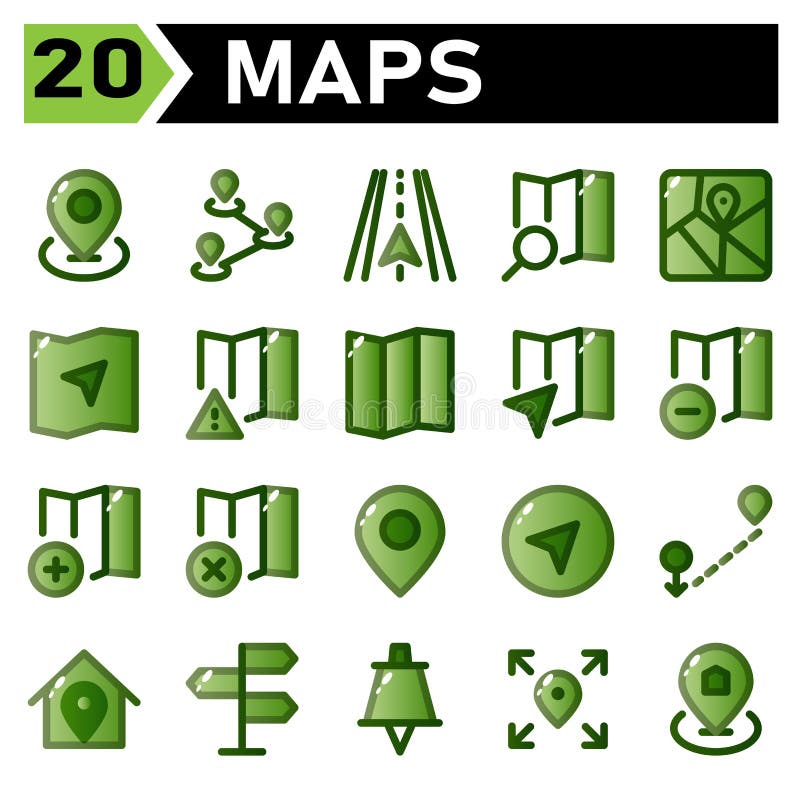 Maps Icon Include Map Location Marker Navigation Route Maps Direction ...