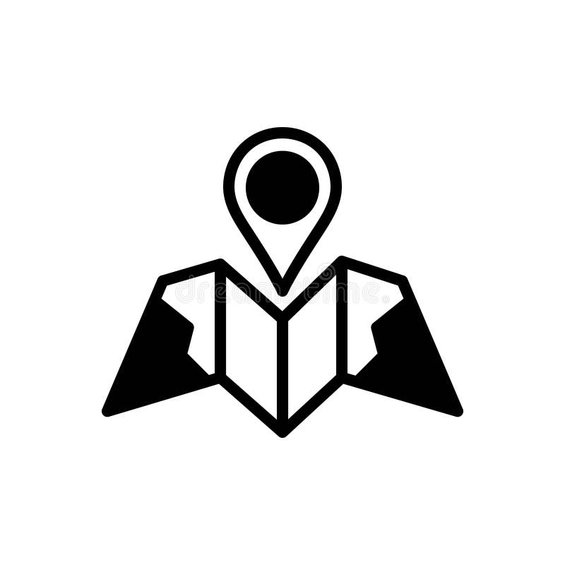 Black Solid Icon for Maps, Navigation and Locate Stock Illustration ...