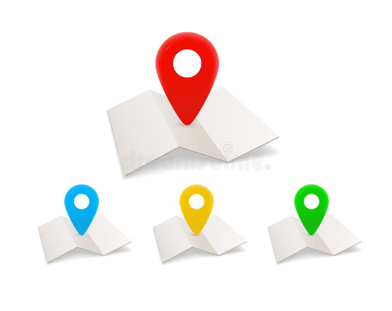 Maps Icons with Color Pins Isolated Stock Vector - Illustration of ...