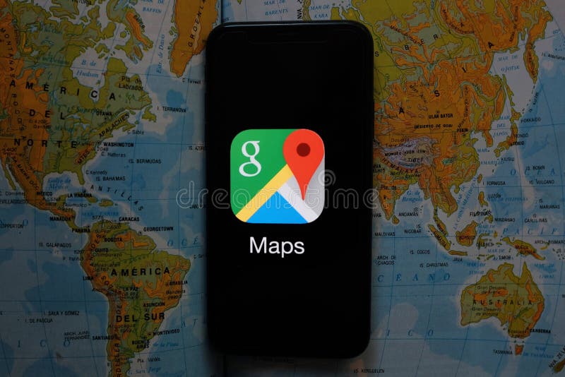 Maps and Iphone 11 Pro with the Google Maps Logo Editorial Photography ...