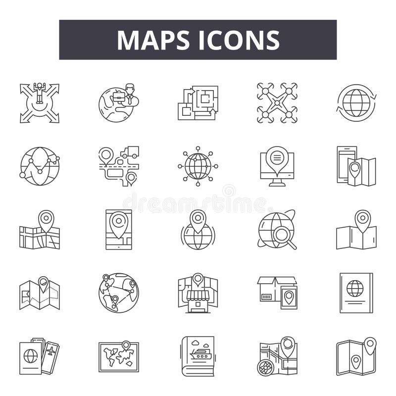 Maps Line Icons, Signs, Vector Set, Outline Illustration Concept Stock ...