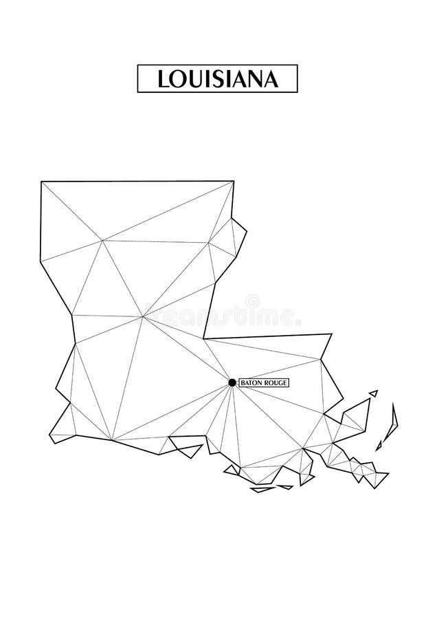 Polygonal Abstract Map State of Louisiana with Connected Triangular ...