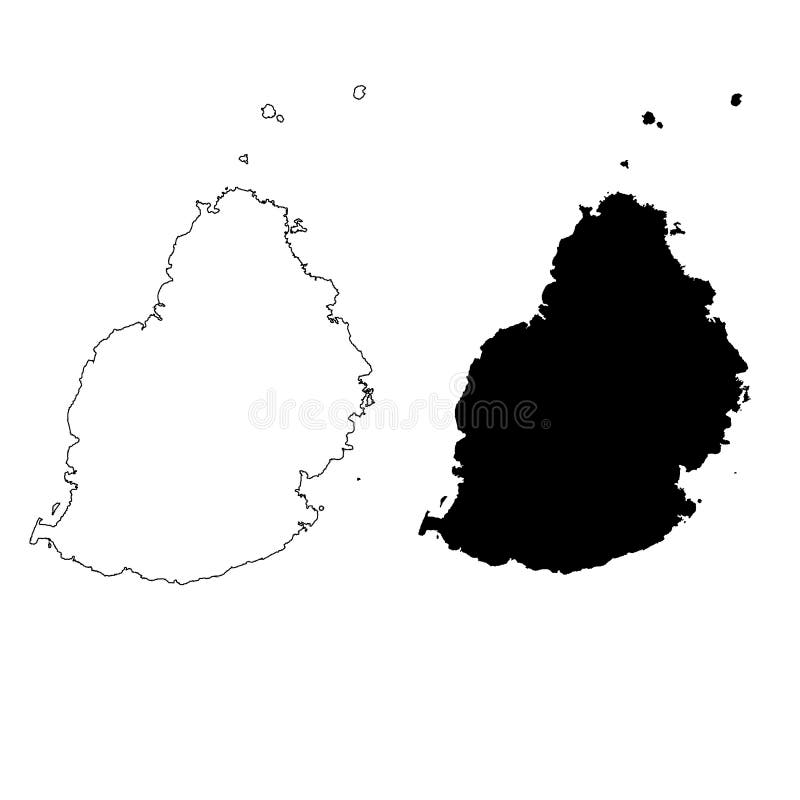 Maps of Mauritius on White Background. Mauritius Map Sign. Outline Map ...