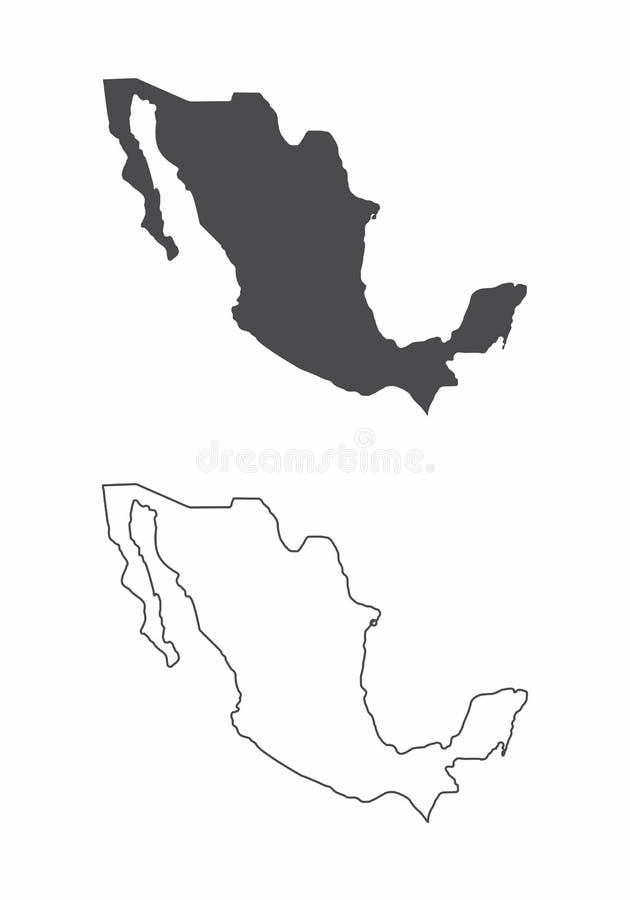 Mexico outline map stock illustration. Illustration of geography ...