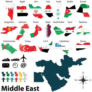 Middle East Map Flags Stock Illustrations – 1,109 Middle East Map Flags ...