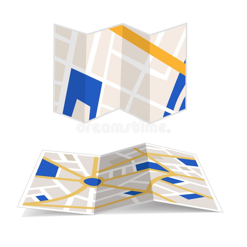 Maps Navigation with Red and Blue Color Point Markers and Compass ...