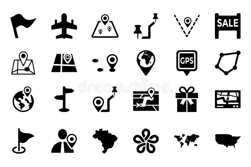 Maps and Navigation Vector Icons 5 Stock Illustration - Illustration of ...