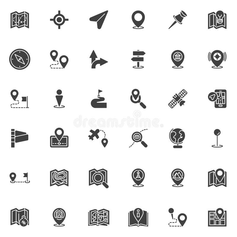 Maps and Navigation Vector Icons Set Stock Vector - Illustration of ...