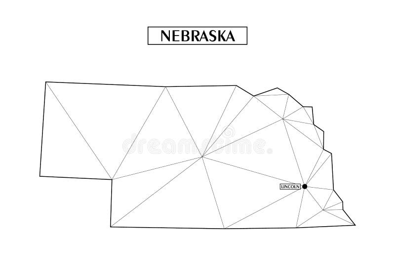 Nebraska Red Abstract 3D State Map United States America Stock ...