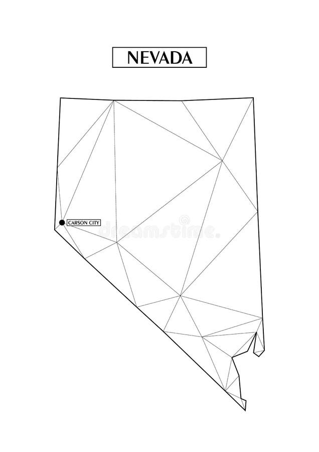 Nevada Polygonal Mosaic Grey Vector Perspective Triangle Map Stock ...