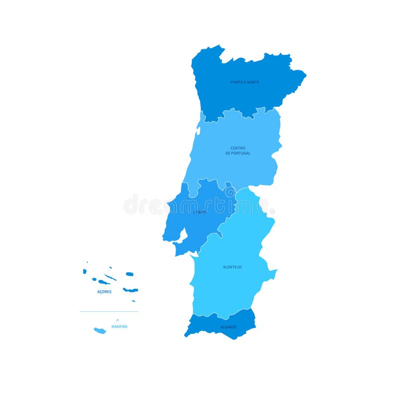Portugal Regions Map with Editable Stroke Illustration Stock ...