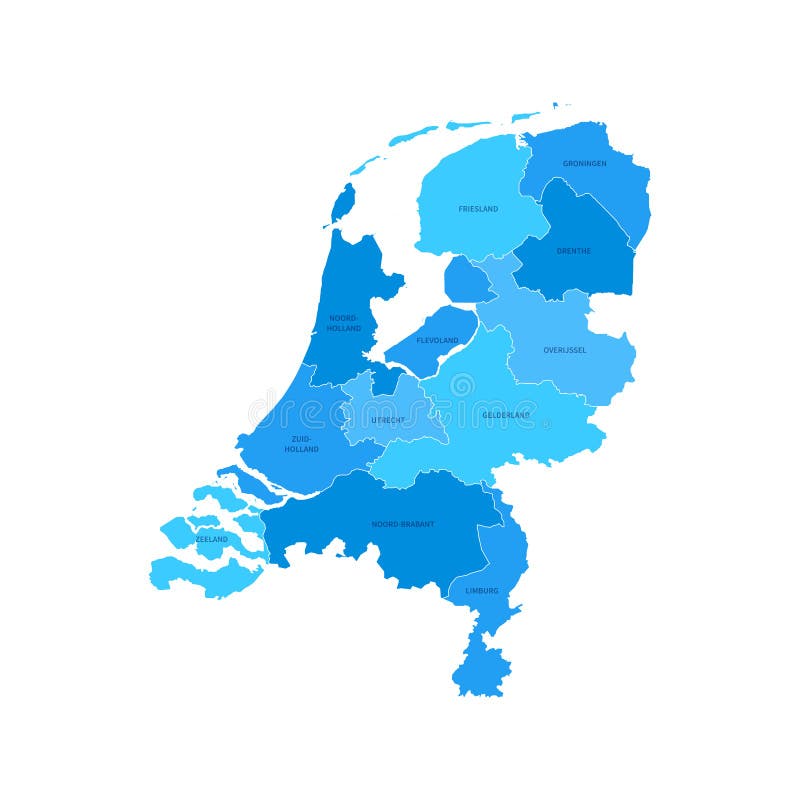 Netherlands Regions Map with Editable Outline Illustration Stock ...