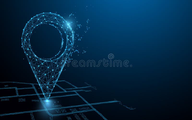 World Map from Lines and Triangles, Point Connecting Network on Blue Background Stock Vector ...