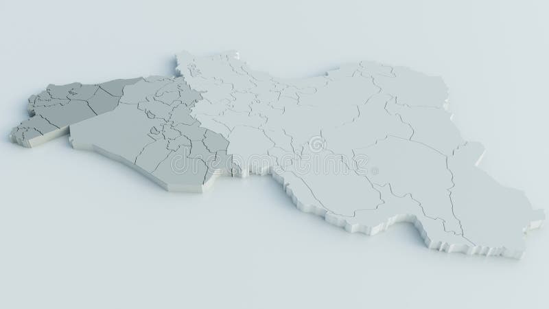 Maps of Syria, Iraq and Iran in Grayscale - 3D Rendering Stock ...