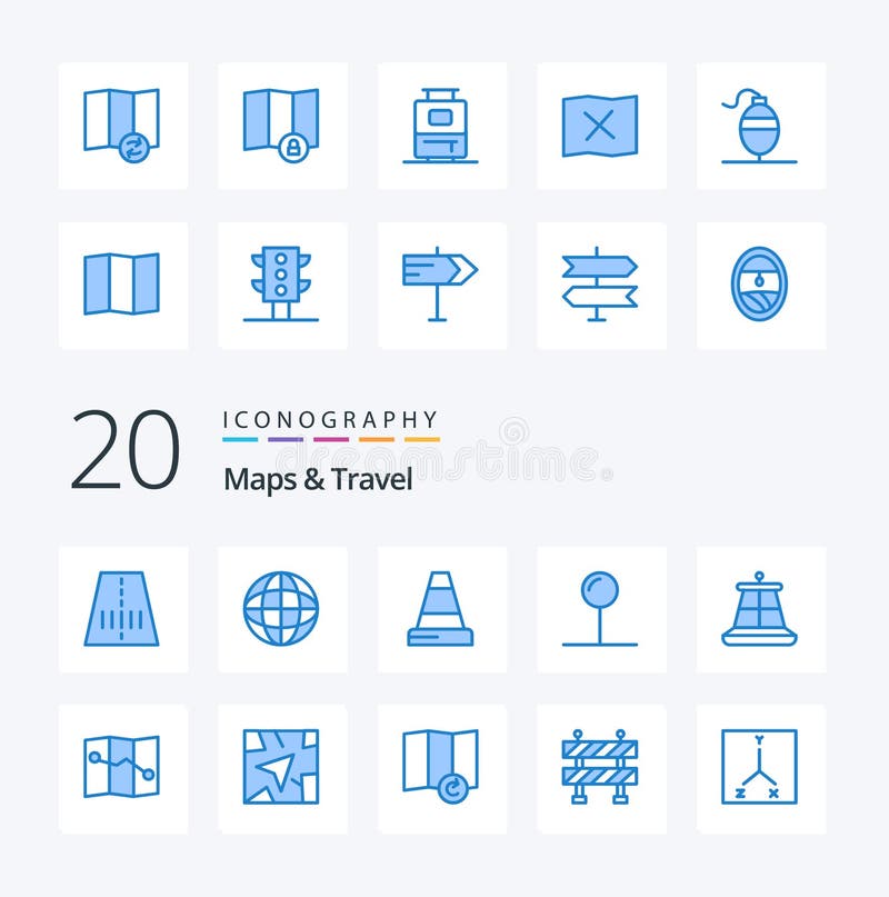 20 Maps Travel Blue Color Icon Pack Like Navigation Point Coordinate ...