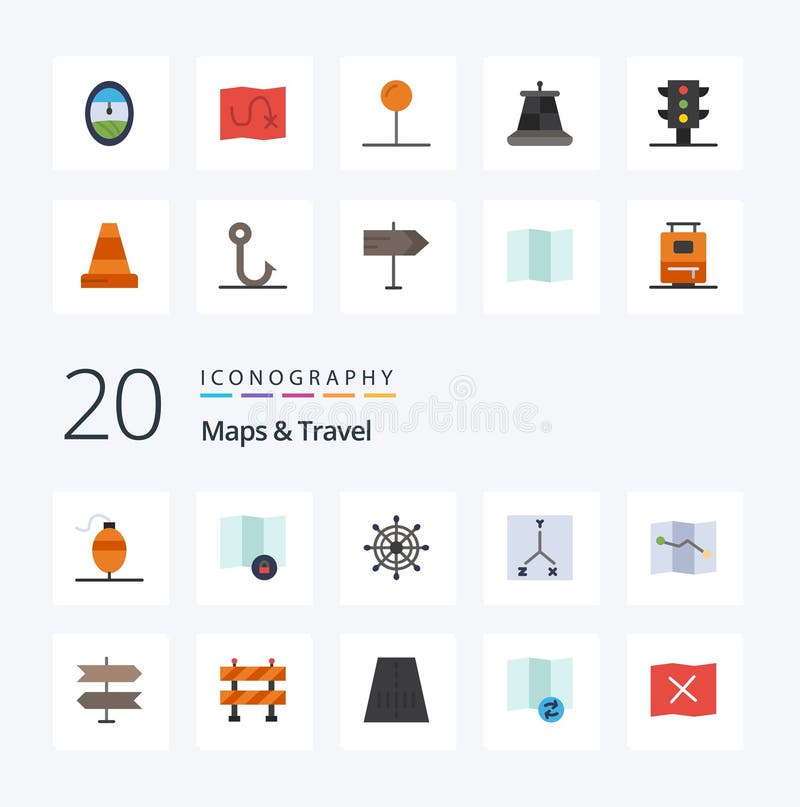 20 Maps & Travel Flat Color Icon Pack. Like Block. Location. Wheel ...