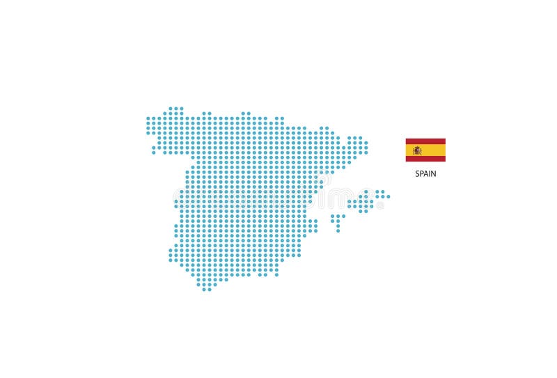 Spain Map Design Blue Circle, White Background with Spain Flag Stock ...