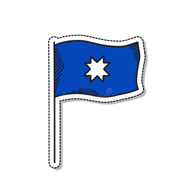 Mapuche Banner with Star Doodle Icon, Vector Illustration Stock ...