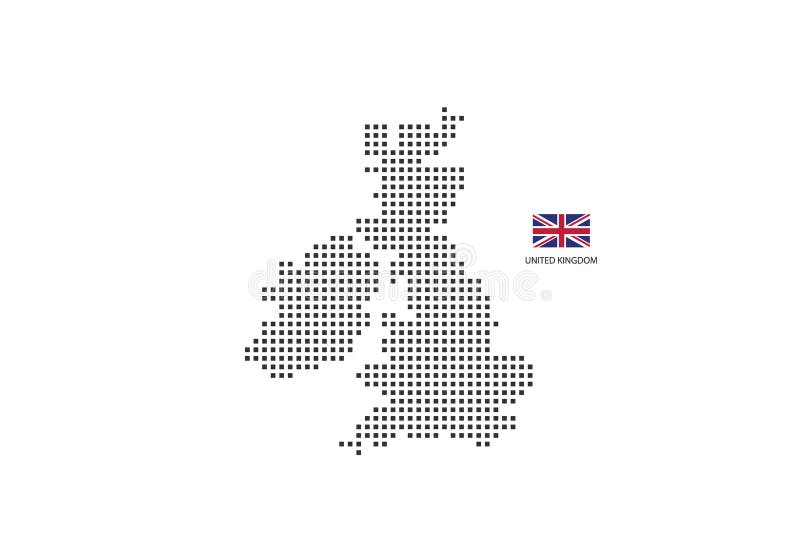 Vector Square Pixel Dotted Map of UK Isolated on White Background with ...