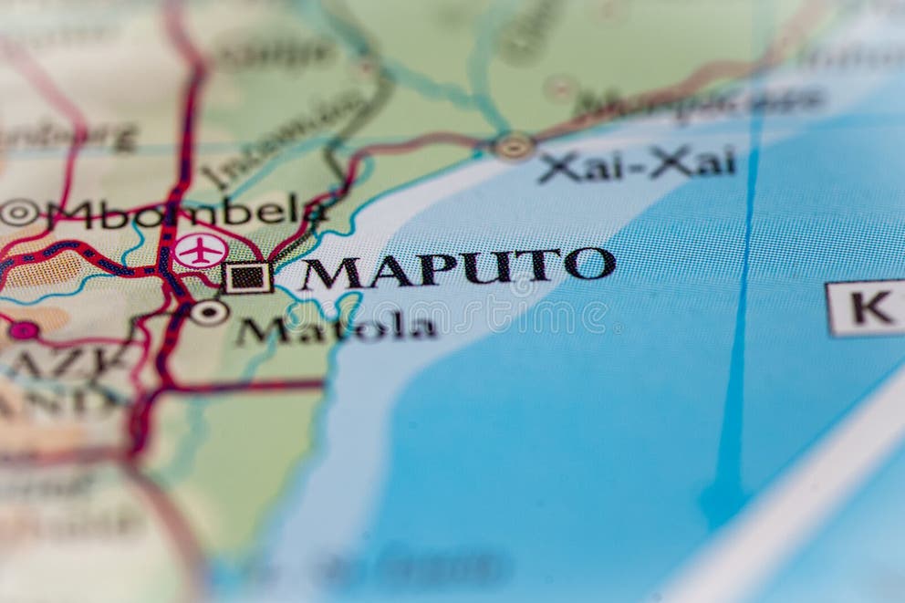 Maputo, Mozambique Highlighted on a World Map Stock Photo - Image of ...