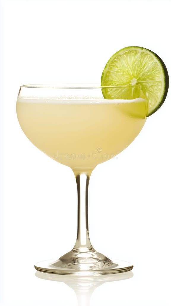 Daiquiri Cocktail with Lime Garnish on White Background Stock ...