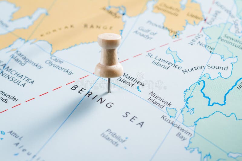 Mar de Bering em um mapa imagem de stock. Imagem de coordenadas - 68133777