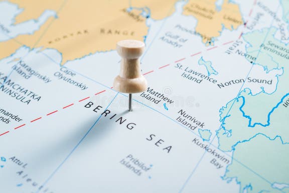 Mar de Bering en un mapa imagen de archivo. Imagen de cambiar - 68133777