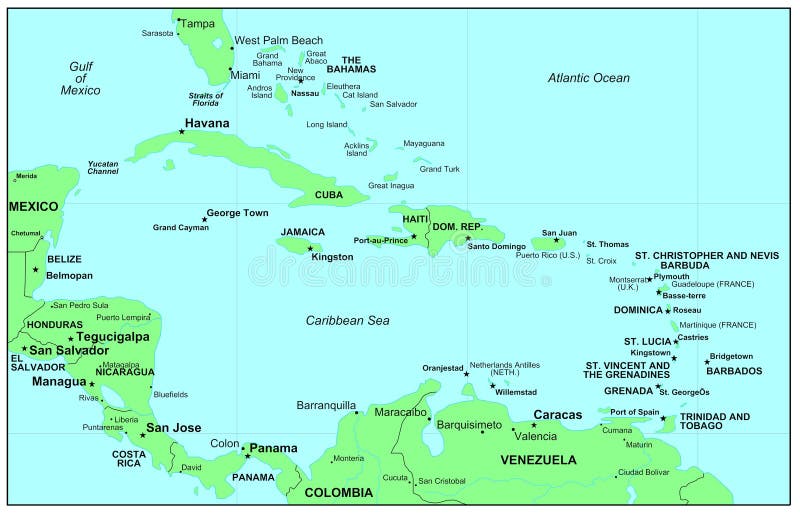 Mapa De Las Islas Caribeñas Ilustración del Vector - Ilustración de ...