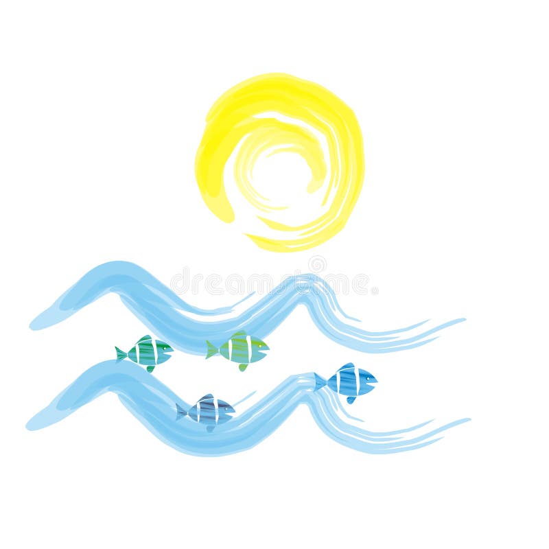 Mar, icono del vector ilustración del vector. Ilustración de paisaje ...