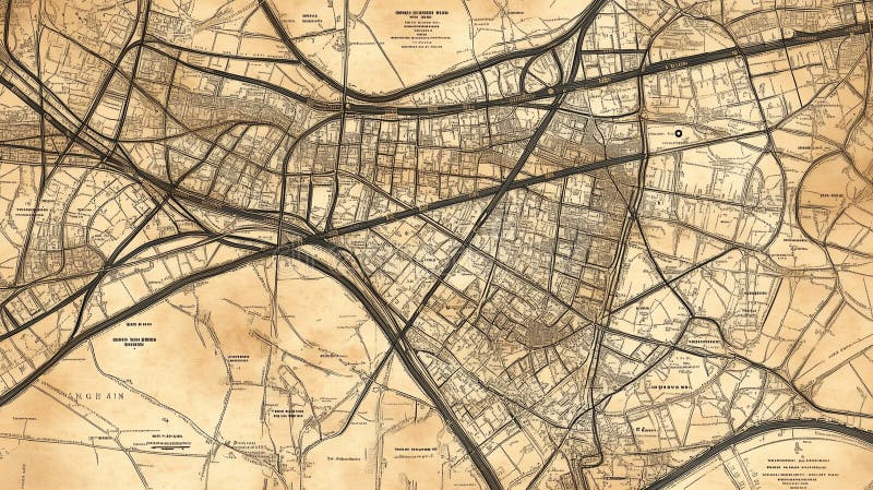 Vintage Map of Birmingham with Detailed Streets and Railways Stock ...
