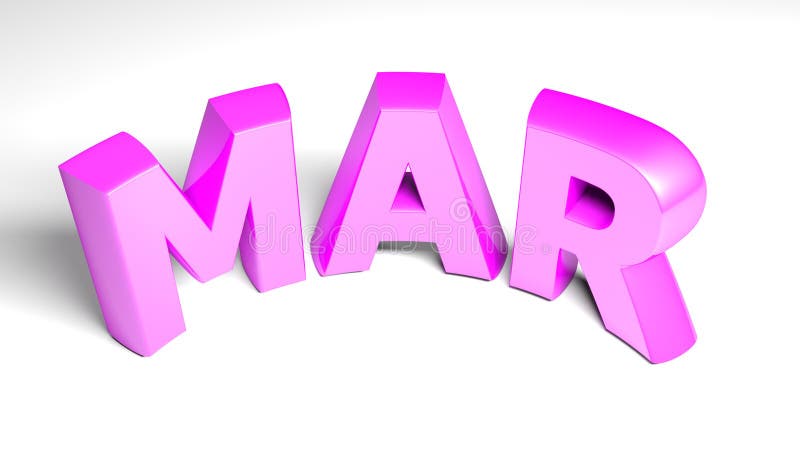 MAR Pink Write on White Background - 3D Rendering Illustration Stock ...