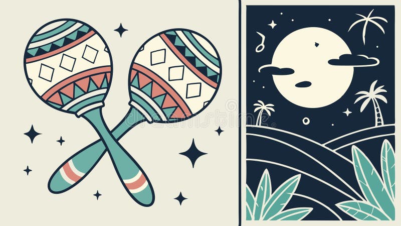 Maracas on Split Moon and Sun Background Vector, Vector Design ...