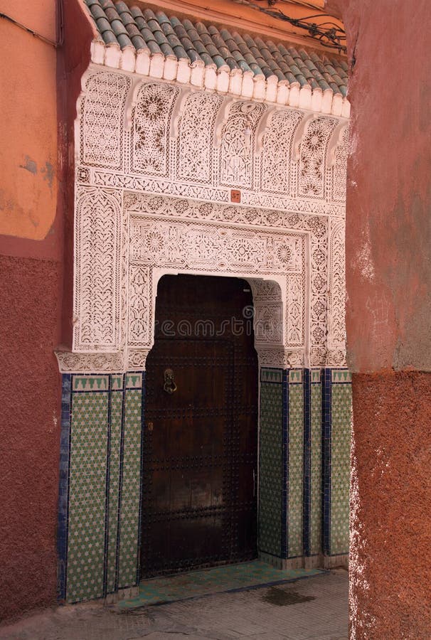 Marakesh Arabesque door stock photo. Image of green, riad - 20928094