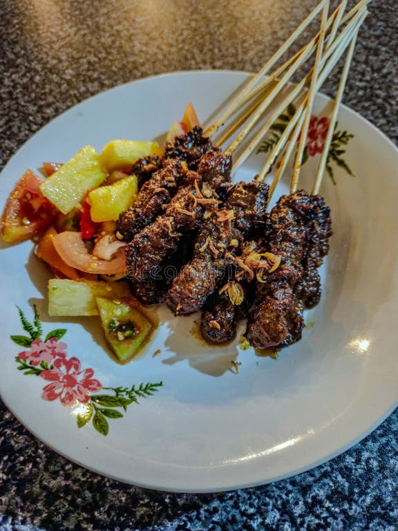 A Plate of Maranggi Satay is on the Table, Ready To Eat. Stock Image ...