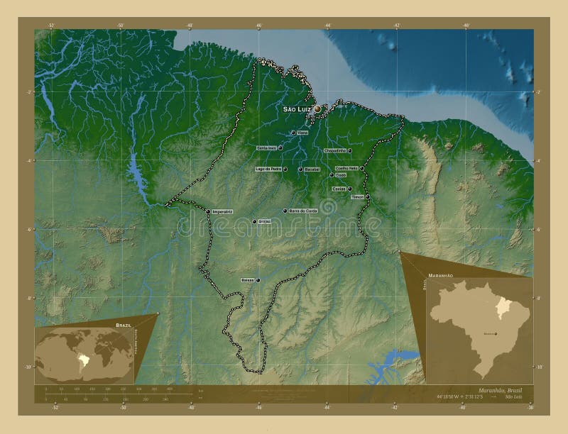 Maranhao, Brazil. Physical. Labelled Points of Cities Stock ...