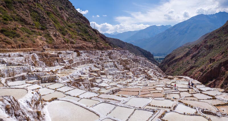 Maras salt mines in Peru stock photo. Image of terrace - 120069734