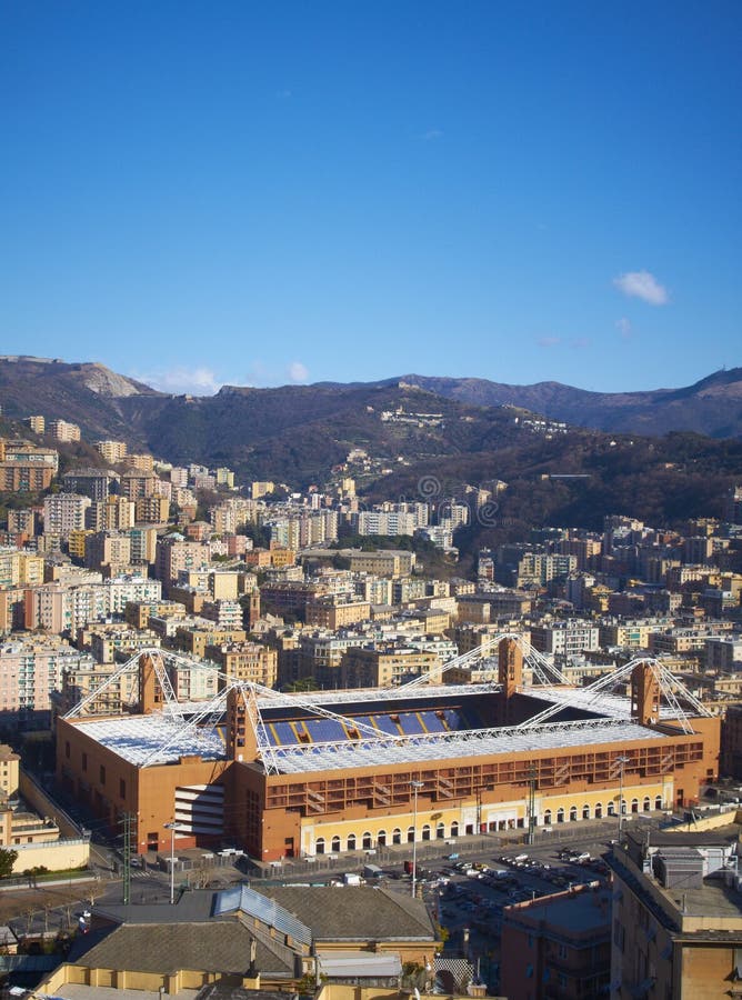 Marassi Stadium in Genoa (Panorama) Stock Photo - Image of chair, genoa ...